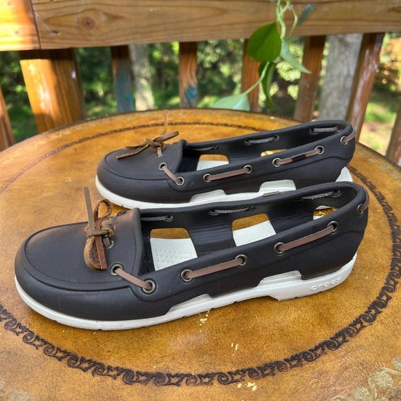 CROCS | Shoes | Crocs Womens Beach Line Boat Shoesbrown Size 7 | Poshmark